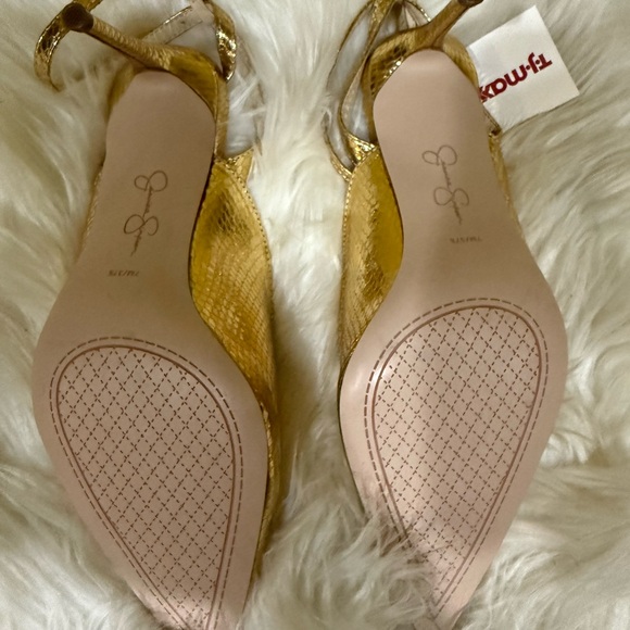 Jessica Simpson | Shoes | Jessica Simpson Gold Heels With Textured ...